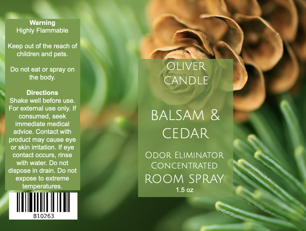 Balsam & Cedar Odor Eliminator Concentrated Room | Oliver Candle